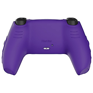 PlayVital Knight Edition Neon Genesis Purple & Green Two Tone Anti-Slip Silicone Cover Skin for ps5 Controller, Soft Rubber Case for ps5 Wireless Controller with Thumb Grip Caps