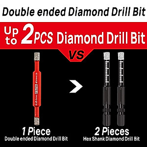 Diamond Tile Drill Bit Set,DT-DIATOOL Porcelain Hole Saw with Hex Shank Double Ended 6-8mm 2pcs for Drilling Ceramic Marble Artificial Stone Granite