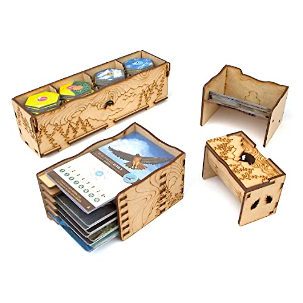 TowerRex Board Game Organizer for Cascadia board game box, Cascadia board game organizer, Cascadia board game components storage insert accessory
