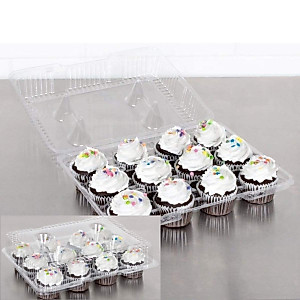 Dozen Cupcake Containers - Case of 24 cupcake boxes plastic 12 Compartment Cupcake Containers 12 count dozen cupcake containers Holds 12 Cupcakes (24, 12 Cavity Cupcake Container)