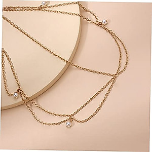 FRCOLOR 2pcs Headband Rhinestone Fringe Wedding Ornaments Pearl Headbands Wedding Hair Jewelry Crystal Head Chain Wedding Hair Vine Peal Drop Hair Band Tassel Head Garland Bridal Headdress