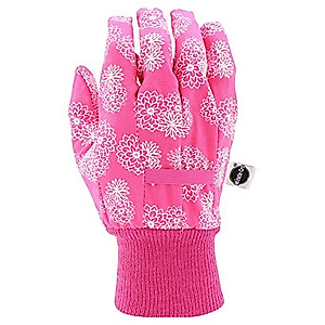 Miracle-Gro MG64002-WML Lightweight Canvas Gardening Gloves – Floral Print, Medium-Large, Women’s Polycot Work Gloves with Knit Wrists