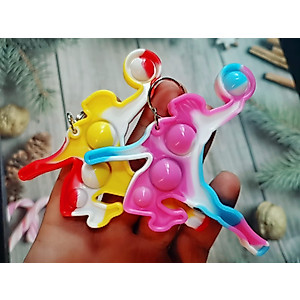 Roaqua (Basketball Match Students Gift) 24 Packs Bulk Small Mini Pop Sport Basketball Boy Keychain for Basketball Favors Party, Mini Sports Fidget Party Pack