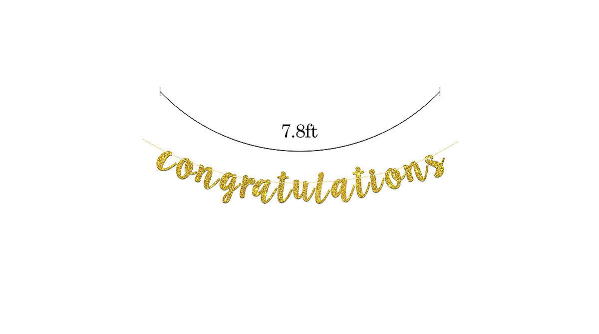 Gold Glitter Congratulations Banner for Celebrations