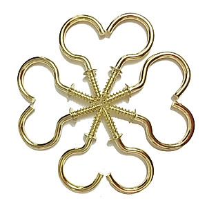 XeeDoo Cup Hooks for Hanging,12 Pack 2 inch Metal Screw in Ceiling Hooks Heavy Duty Brass Plated Hooks Holders for Outdoor Indoor,Gold