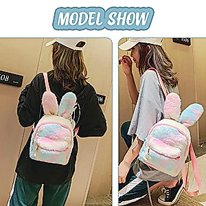 Lanpet Cute Bunny Backpacks for Girls , Women Cute Rabbit Ears Backpack Fluffy Shoulder Bag School Bag Satchel