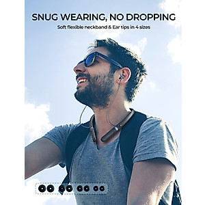 Bluetooth 5.2 Neckband Headphones Around the Neck Bluetooth Earphones with 35H Playtime, Noise Cancelling Wireless Neckband Earbuds USB-C Fast Charging/IPX8 Waterproof/Magnetic Design, for Sport