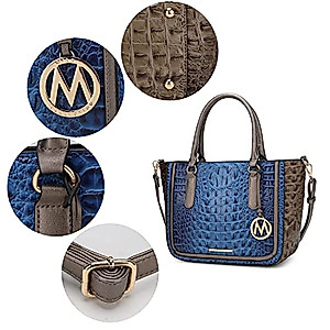 MKF Collection Satchel Bag for Women’s,Crocodile Embossed Vegan leather Crossbody Tote Handbag Top-Handle Purse