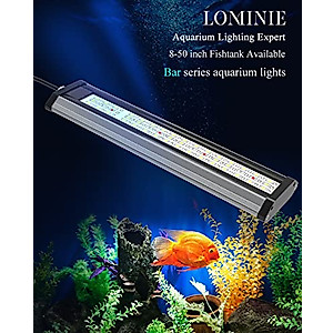 Lominie Full Spectrum Aquarium Light LED Fish Tank Lights Aquarium Lamp, with Extension Bracket and Hang Kits, Inline Timer, Aquarium Plant Light for 8"~15" Small Aquarium Freshwater Planted, BAR 15
