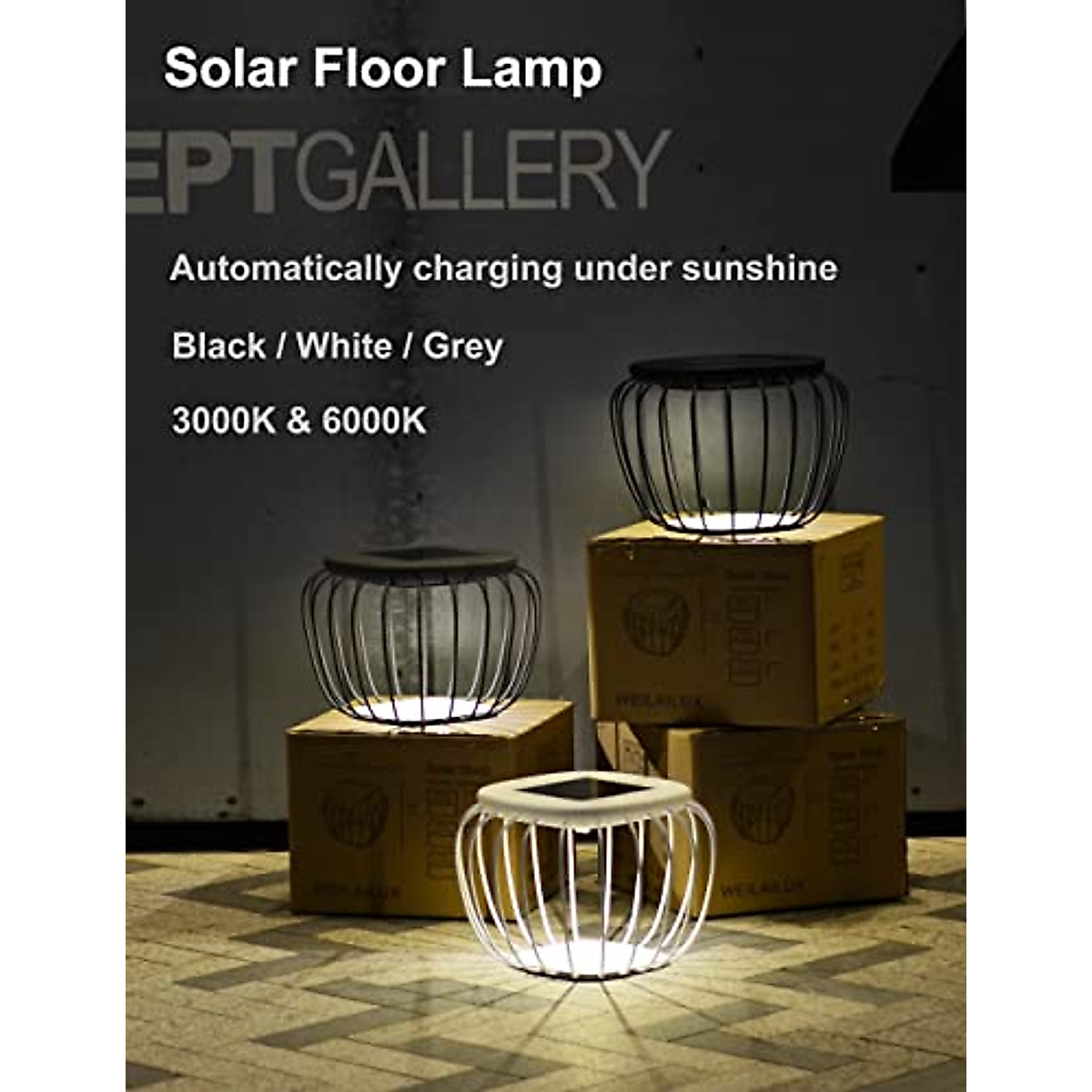 WEILAILUX 16-inch Solar Outdoor Floor Lamp Waterproof, LED Round Cube Chair Light Seat Stool Side Table, Accent Ambient Decorative Lighting for Home Hotel Lawn Patio Garden, White (3000K + 6000K)