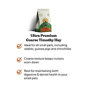 Rabbit Hole Hay - Ultra Premium Coarse Timothy Hay for Small Pets - 4 oz Pack