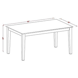 East West Furniture Capri 7 Piece Set Consist of a Rectangle Dinner Table and 6 Kitchen Dining Chairs, 36x60 Inch, Linen White