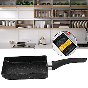 Joyzan Square Japanese Omelette Pan, Tamagoyaki Egg Skillet Maker Nonstick Roll Rectangle Tamago Frying Rectangular Kitchen Cooking Griddle Tools Plastic Handle Baking Pancake Induction Cooktop Black