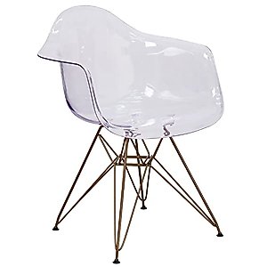 Flash Furniture Allure Series Transparent Side Chair with Gold Base