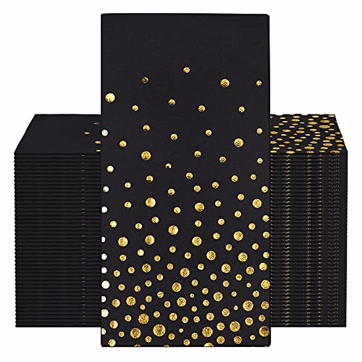durony 120 Pack Gold Foil Guest Napkins Polka Dot Disposable Hand Towels Linen-Feel Guest Napkins 12 x 17 Inch Cocktail Dinner Paper Napkins Decorative Bathroom Napkins for Parties, Wedding