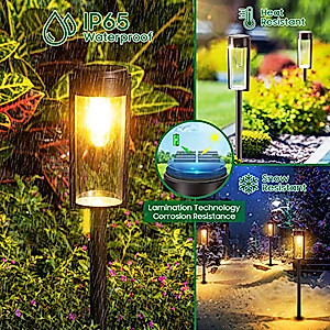 BUCASA Solar Pathway Lights Outdoor 6 Pack, Upgraded Super Bright Up to 12 Hrs Long Lasting Solar Outdoor Lights, IP65 Waterproof Auto ON/Off Landscape Path Lights for Walkway Driveway Patio Yard
