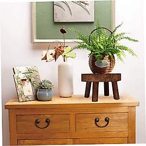 Round Decortive Mini Wood Stool,14x9cm Wood Plant Stands Gardening Stool Indoor Plant Stands Low Stool, Round Step Stool, Wooden Stool for Kids, Small Short Stool, Shoe Changing Stool