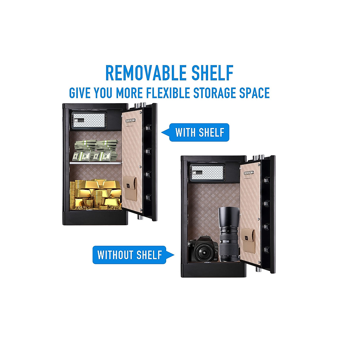 Tenamic Deluxe Biometric Fingerprint Safe Box Smart Touch Screen Fireproof Safe for Home Office Hotel 5.1 Cubic Feet