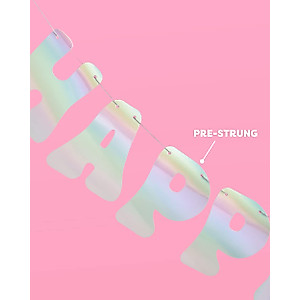 xo, Fetti Iridescent Happy Birthday Foil Banner - 5 Ft. | Bday Party Decorations, 70s Cool Birthday Decor, Sweet 16, 21st