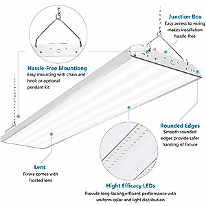 CINOTON 210W LED Linear High Bay Light, 4FT LED Shop Light Fixture 32000LM[800W HID/HPS Equiv.] 100-277V 1-10V Dimmable 5000K Daylight Indoor Commercial Warehouse Factory Office Workshop Garage 1 Pack