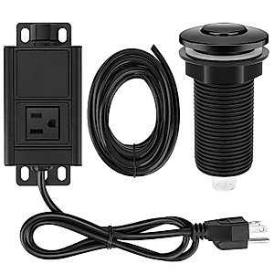 ROMECH Garbage Disposal Air Switch Kit, Sink Top Air Push Button for Waste Disposer, Safe for Wet Hands Food and Waste Disposals up to 2HP (Black)