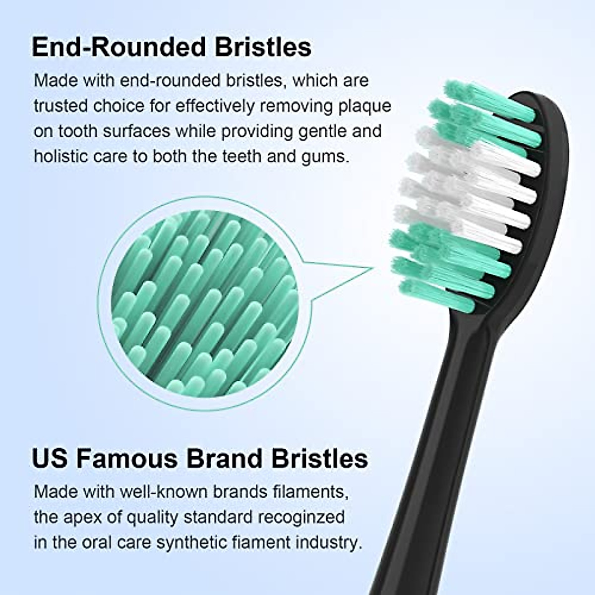 Everystep Replacement Toothbrush Heads Compatible with AquaSonic Black Series 10 Pack for Vibe Series Black Series pro, and for Duo Series pro Electric Toothbrush Black