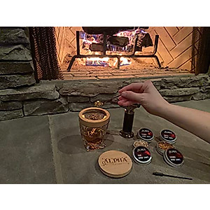Alpha Cocktails - Cocktail Smoker Kit with Torch - Great for Smoking Whiskey and Bourbon Drinks - 4 Flavors of Smoking Wood Chips with Butane Torch - Homemade Smoked Cocktails - [butane not included]