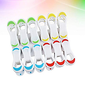 DOITOOL Clothespins, 12pcs Windproof Plastic Clothespins Anti- Slip Clothes Pins Laundry Clips for Socks Blanket Underwear (Mixed Colors)
