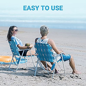 #WEJOY 2 Pack Folding Webbed Lawn Beach Chair,Heavy Duty Portable Chairs for Outside with Hard Arm,Carry Strap for Outdoor Camping Garden Concert Festival Sand Picnic BBQ