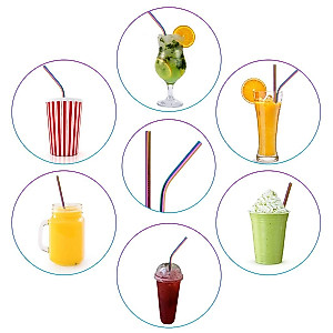15pcs Reusable Metal Straws with 5 Cleaning Brushes - 18/8 Stainless Steel Straws with 5 Straight 5 Bent 5 Boba Straws - Eco Friendly Drinking Straws with Case for Party Drinkware (Gold)