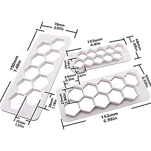Longdex Hexagon Multi Cutter 3 Sizes White Hexagon Cookie Cutter Football Cake Fondant Cake DIY Decorative Mold