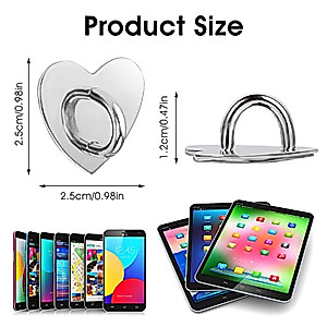 12 Pieces Phone Charm Hook, Cell Phone Finger Ring Phone Keychain Ring Adhesive Metal Phone Finger Grip Loop Stand Heart Holder for DIY Phone Case Pad Tablet Supplies (Gold Silver Rose Gold Black)