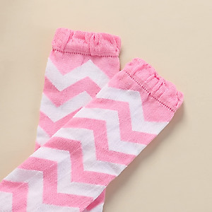 Huppeiiy Baby Girl My First Easter Skirt Set Little Sweety Bunny Flare Lace Romper Skirt+Leg Warmers+Cute Headband (Pink,0-3 Months)