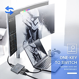 AAXY HDMI Switch 4k 120hz, Ultra Hd 8k High Speed 48gbps, HDMI 2.1 Directional Button Switch, 2 in 1 Out Supports 3D 8K@60Hz 4K@120Hz, Compatible for PS5 PS4 Projectors Monitor Blu-ray Player Xbox
