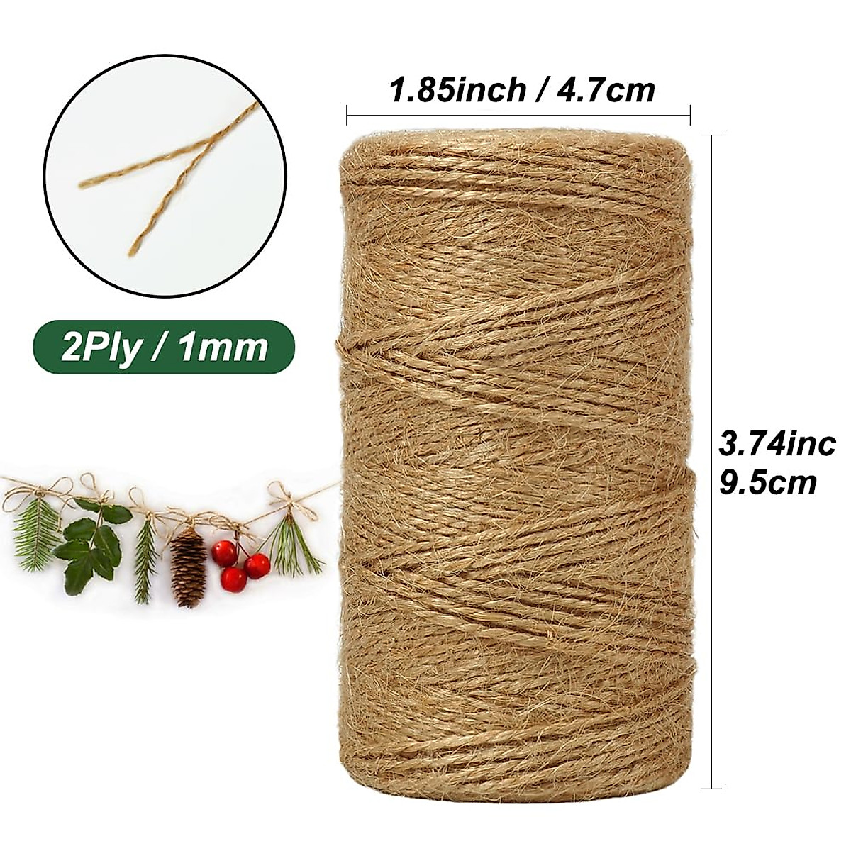 Shintop 328 Feet Natural Jute Twine Best Industrial Packing Materials Heavy Duty Natural Jute Twine for Arts and Crafts and Gardening Applications (328 Feet Twine)