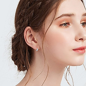 Moonstone Earrings 925 Sterling Silver 10mm Moonstone Hoop Earrings Minimalist Hypoallergenic Silver Huggie Earrings for Sensitive Ears Moonstone Jewelry Gift for Women