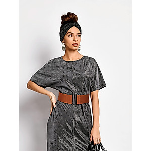 6 Pieces Elastic Belt Stretchy Belt Vintage Waist Belt with Metal Buckle for Women Girl