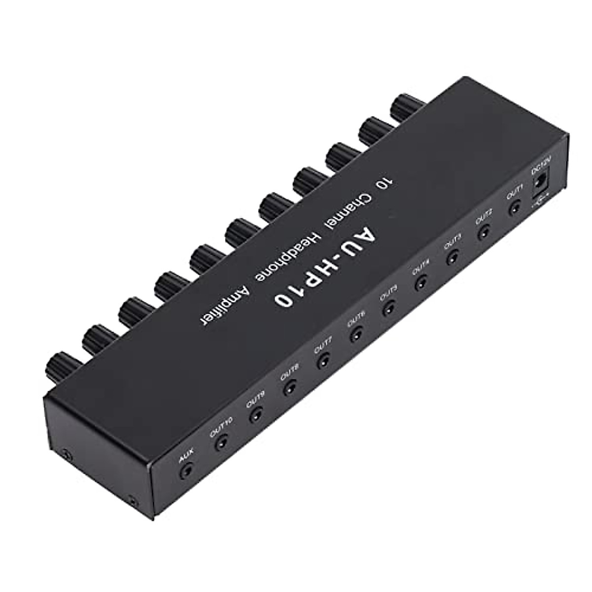 10 Channel Headphone Amplifier Headphone Splitter 1 Input 10 Output Stereo Audio Splitter Independent Control DC 12V for Studios, Stages