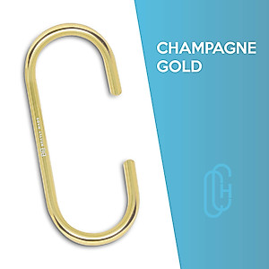 Neatly Made C Hooks for Hanging Clothes, Accessories and Outdoor Use - Ideal Closet Organizer Hooks to Transform Wardrobe, Set of 2 Champagne Gold Hooks