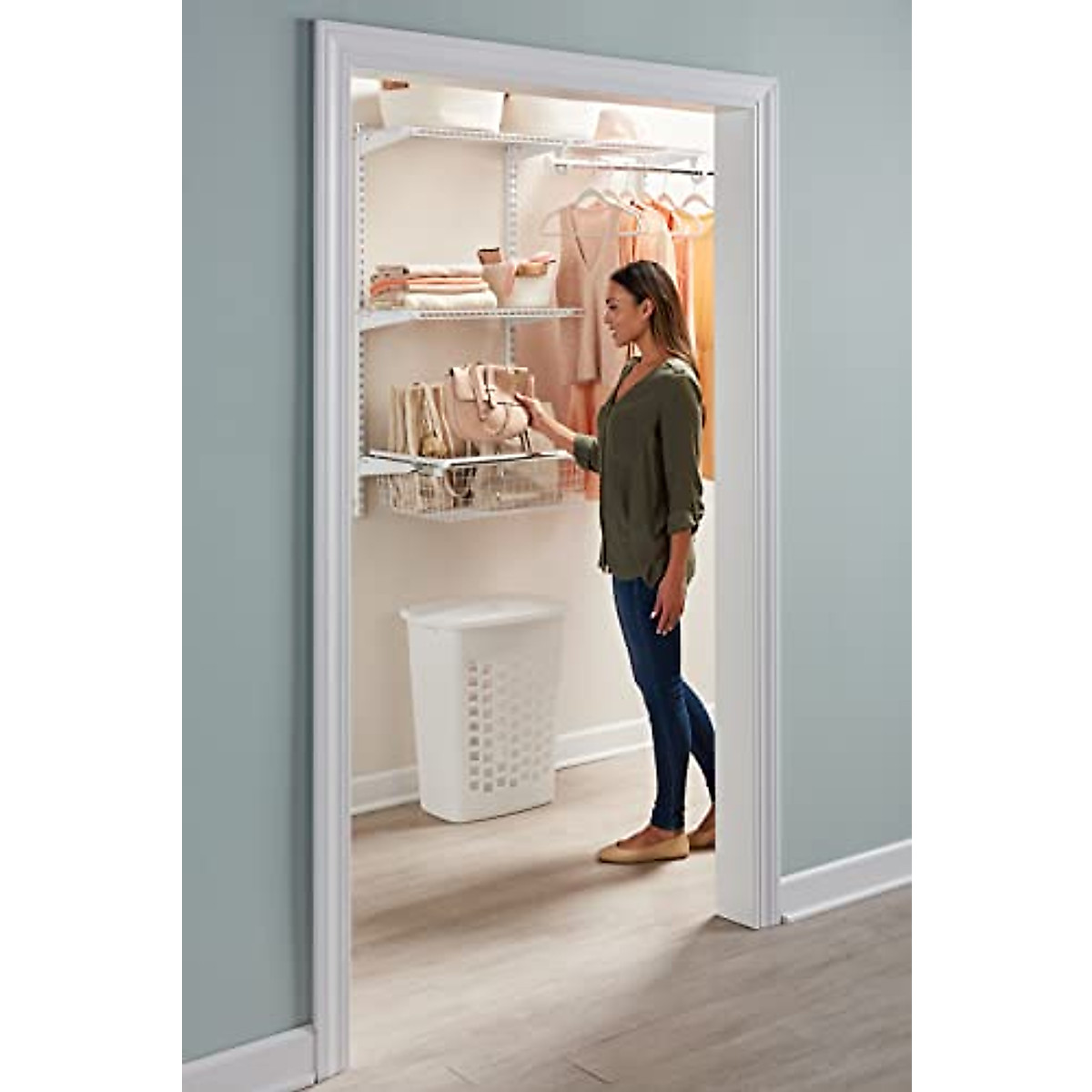 Rubbermaid Configurations Sliding Basket for Closet Drawer Organization, Sturdy Slide Out Basket, White