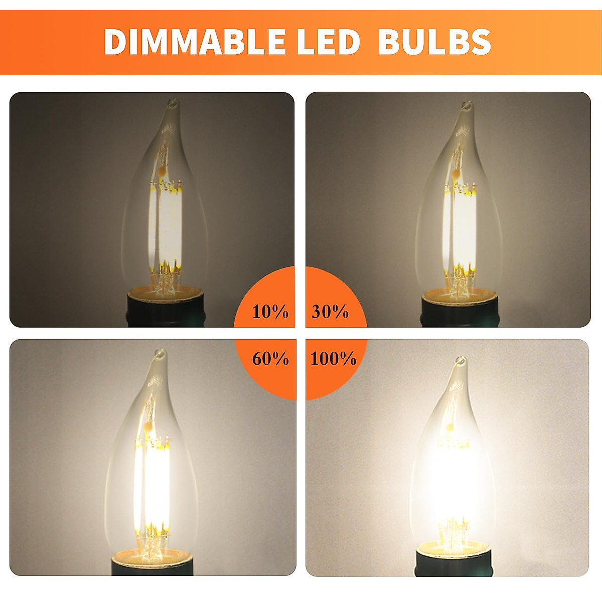 ALAMPEVER E26 LED Bulb 60W,Chandelier Light Bulbs 2700K Soft White,CA11 Candelabra LED Bulbs,450LM (12)