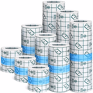 9 Rolls Waterproof Bandages Transparent Film Dressing Clear Adhesive Dressing Tape for Shower, 3 Sizes (2 Inch, 4 Inch, 6 Inch Wide)