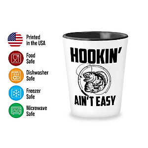 Bubble Hugs Fish Lover Shot Glass 1.5oz - Bite Me - Fishing Catching Fishes Fantail Ranchu Ocean River Catfish Arowana Lionfish Shark Vacation