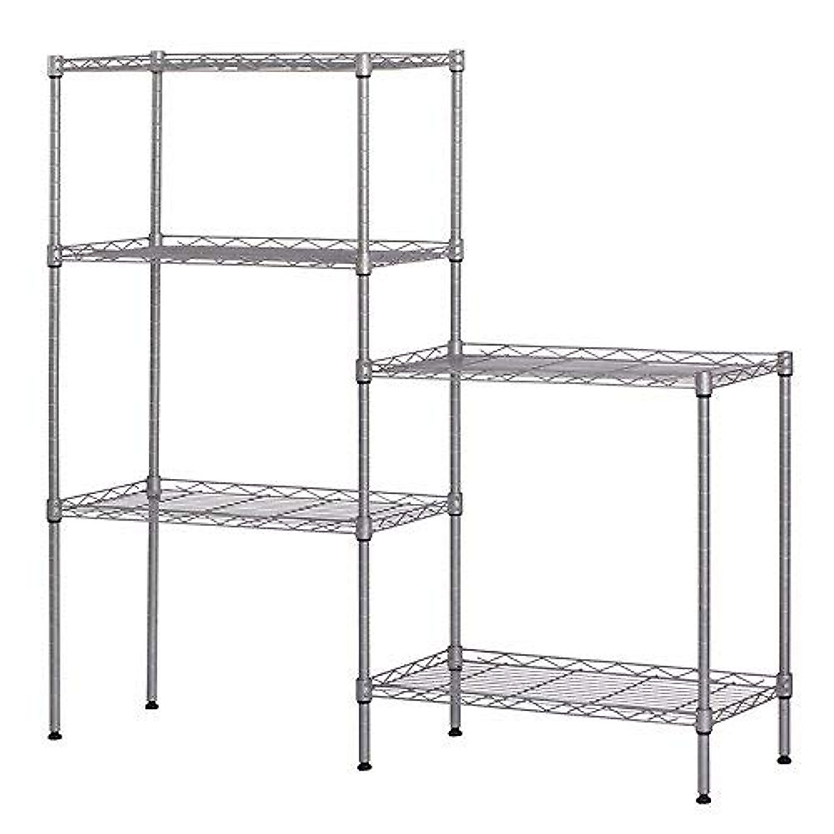 Alued 5-Shelf Shelving Storage Unit Metal Shelving Wire Rack Kitchen Storage Shelf Rack For Garage Shelf Kitchen Appliance Storage Changeable Assembly Floor Standing Carbon Steel Storage Rack (Silver)