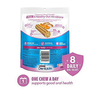 Dentalife Purina Plus Digestive Support Chicken and Pumpkin Flavor Small/Medium Dog Dental Chews - 6 oz. Pouch