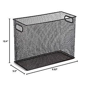 U Brands Mesh Steel Desktop Hanging File Holder, Letter Size, 12.4" x 9.53" x 5.5", Black - 457U00-06