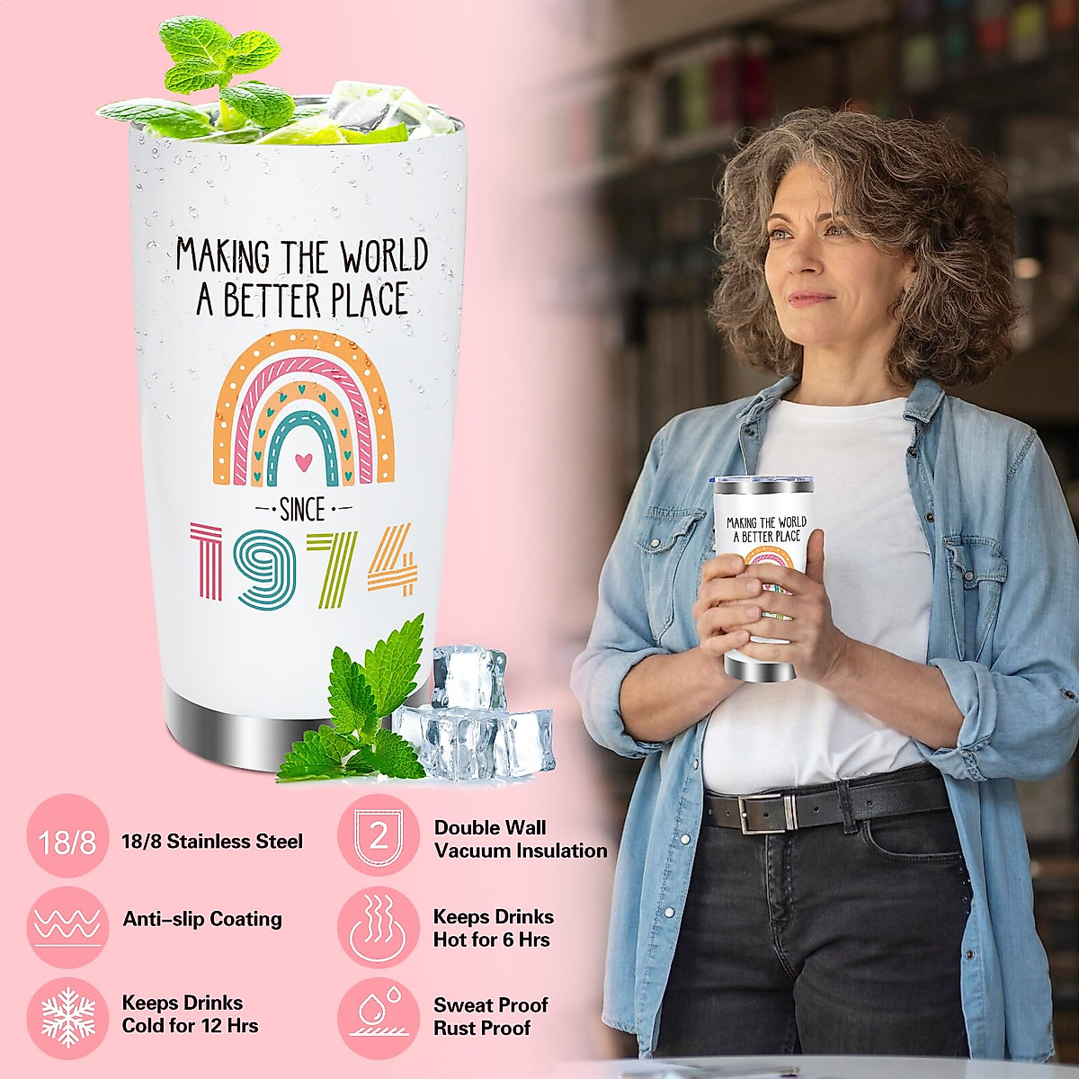 50th Birthday Gifts for Her, 50th Birhtday Gifts for Women, Women 50 Gifts, 50th Gift Baskets, Unique Funny 50th Birthday Ideas, 50 Years Old Gifts for Sister Friend Mom Wife Coworker Born in 1974