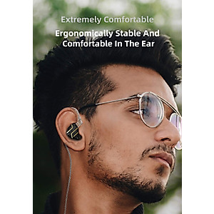 CCA C10PRO in-Ear Monitors, 4BA+1DD Hybrid HiFi Stereo Sport IEM Wired Earphones/Earbuds/Headphones with Detachable Cable 2Pin for Musician Audiophile (Black Without Mic)