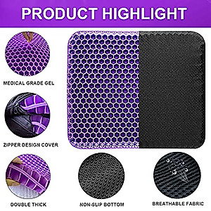 Extra Large Comfort Office Chair Gel Seat Cushion Pillow - Enhanced Egg Seat Cushion for Long Sitting with Non-Slip Cover - Desk Chair Car Seat Cushion for Back, Coccyx & Tailbone Pain Relief