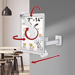 Barkan Lockable Tablet Mount Holder for 7 - 14 inch Devices, Anti-Theft, Full Motion Articulating, 360 degree Rotation Bracket, fits Apple iPad / Air / Mini, Samsung Galaxy Tab, Fire HD 7 / 8 / 10
